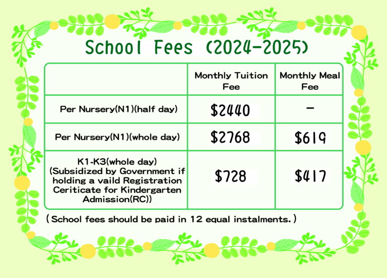 Fees & Charges - 禮賢會順天幼兒園 Shun Tin Rhenish Nursery